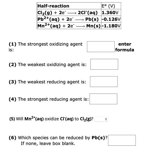 [solved] 1 The Strongest Oxidizing Agent Is 2 The Wea