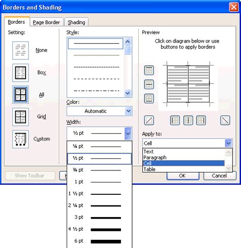Microsoft Word Tables