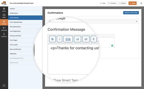 Disable The Wysiwyg Editor Inside The Confirmation Settings