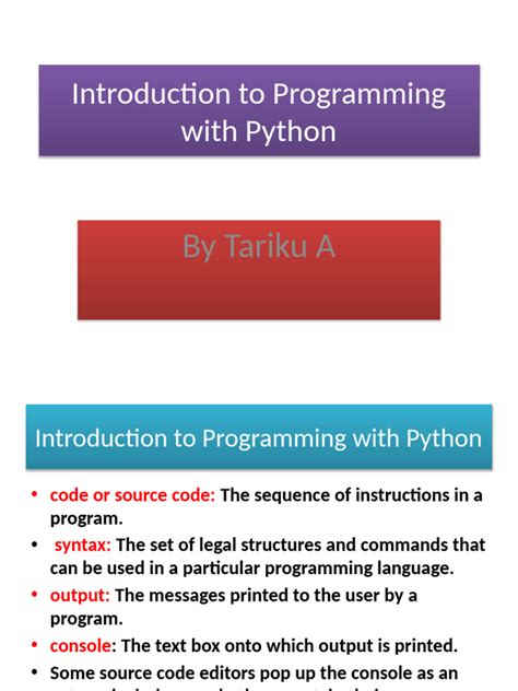 Introduction To Pyhton Programming Pdf Python Programming Language