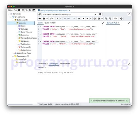 Postgresql Describe Table Statement