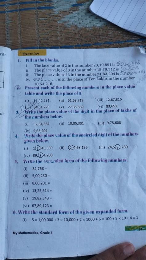 Write The Standard Form Of The Given Expanded Form Filo