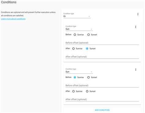 Setting Condition Between Sunset And Sunrise Causes Automation To Never Work Configuration