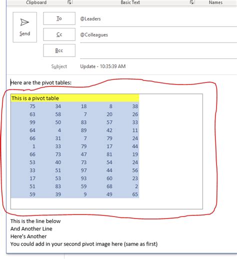 Vba Copy Pivot Tables From Excel Into Outlook Email As An Image Stack Overflow