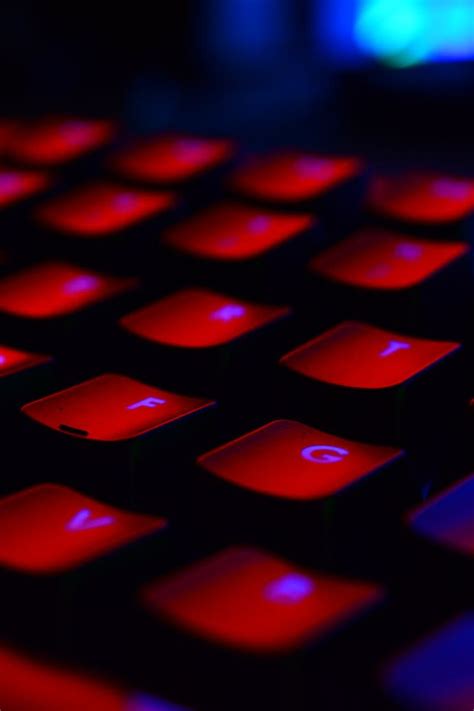 red computer keyboard close up view