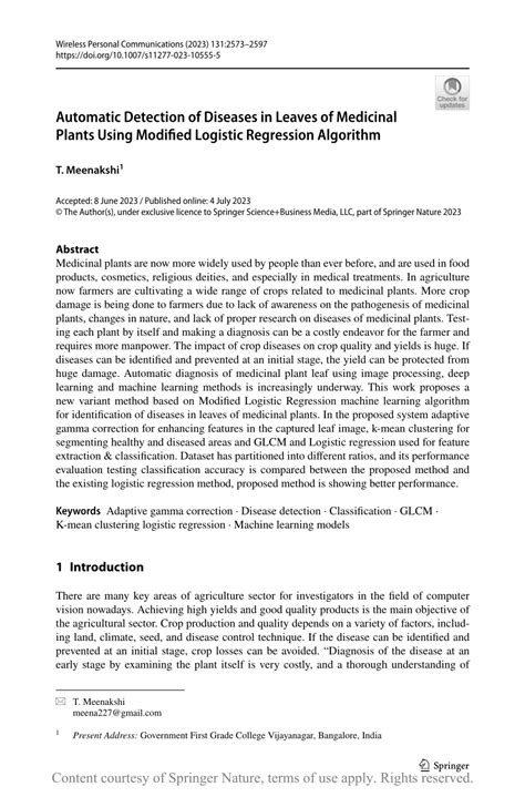 Automatic Detection Of Diseases In Leaves Of Medicinal Plants Using