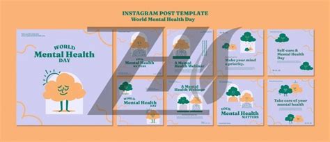 دانلود فایل لایه باز پست اینستاگرام روز جهانی بهداشت روان دانلود رایگان فایل لایه باز، Psd