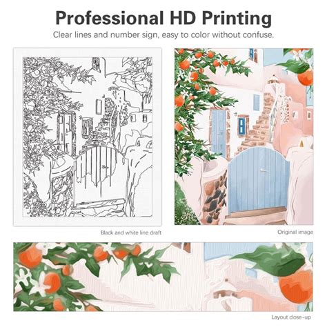 Ruopoty 숫자 프레임 Diy 그림 현대 그림 만화 그림 성인 초보자용 숫자 색칠 40x50cm 예술 공예 및 바느질