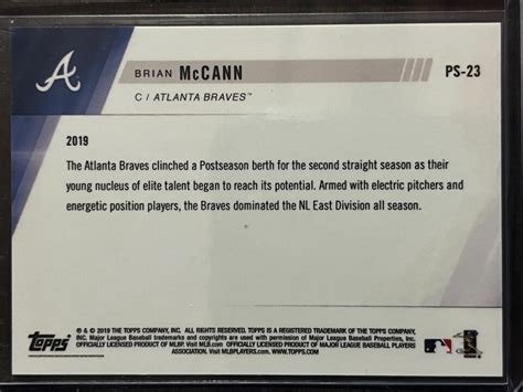 2019 Topps Now Ps 23 Brian Mccann Atlanta Braves Ebay