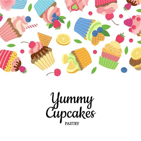 Vector Cute Cartoon Muffins Or Cupcakes Background By Onyx Thehungryjpeg
