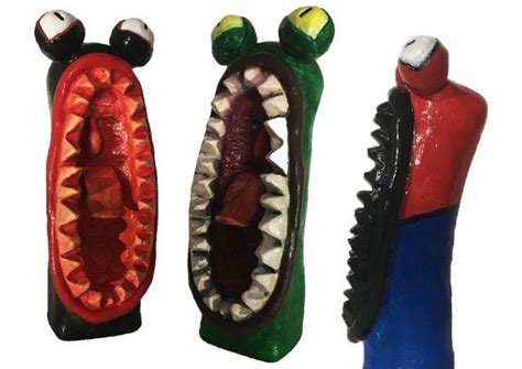 Mr Scream Green Fantasy Creature Cute Figurine Sculpture Creepy Clay