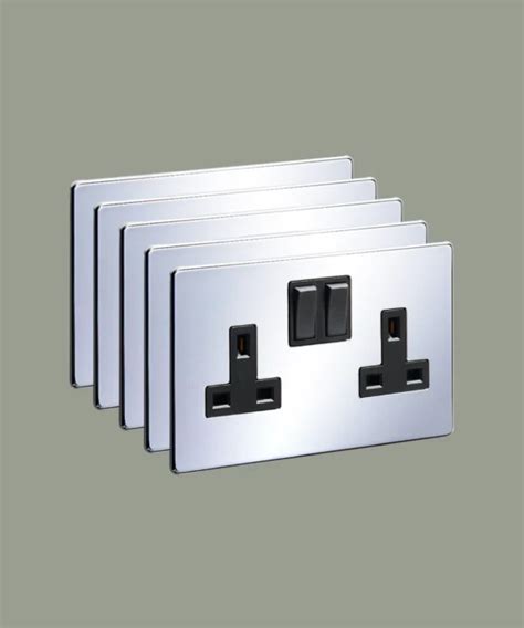 Polished Chrome Double Plug Socket Dowsing And Reynolds