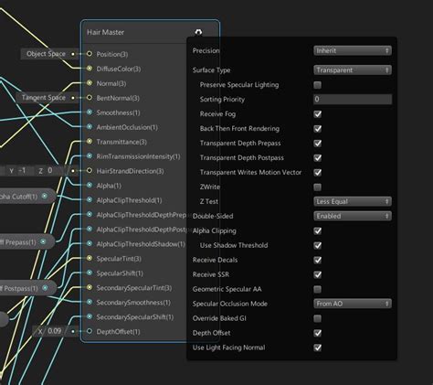 unreal includes pdo for hair materials to hide intersecting hair cards how to do it in unity