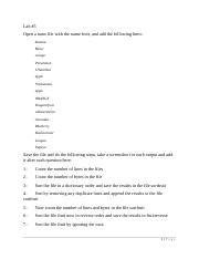 Lab 5 Docx Lab 5 Open A Nano File With The Name Fruit And Add The