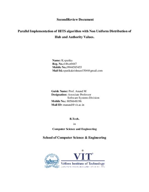 Doc Secondreview Document Parallel Implementation Of Hits Algorithm