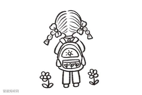 学生简笔画女孩背书包 学生简笔画女孩背书包怎么画 画趣文库（我爱生活）