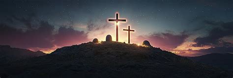 일몰 믿음 희망과 구원의 언덕 꼭대기에 십자가 실루엣 종교 예술 믿음 기독교 상징주의 배경 일러스트 및 사진 무료 다운로드