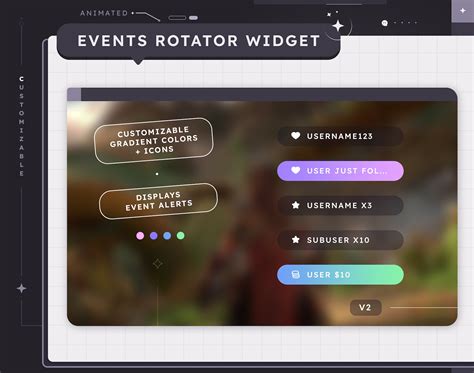 Animated Gradient Event Rotator Widget V2 Customizable Colors And Icons Twitch Pastel Minimal