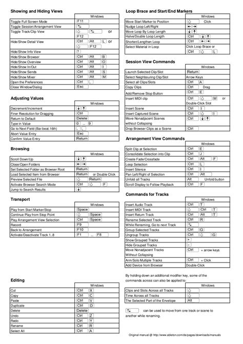 Ableton Live Keyboard Shortcuts
