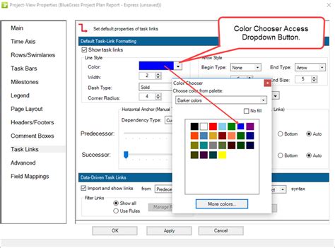 Editing Task Links With The Project View Properties Form For Onepager