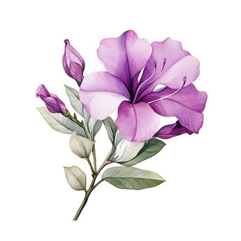 Premium Photo Purple Flowers Are On A Stem With Green Leaves Generative Ai