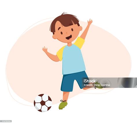 축구 벡터 일러스트 레이 션을하는 귀여운 소년 일상 일정 추상적 인 배경에 대한 삽화 가정 생활에 대한 스톡 벡터 아트 및 기타 이미지 가정 생활 건강한 생활방식