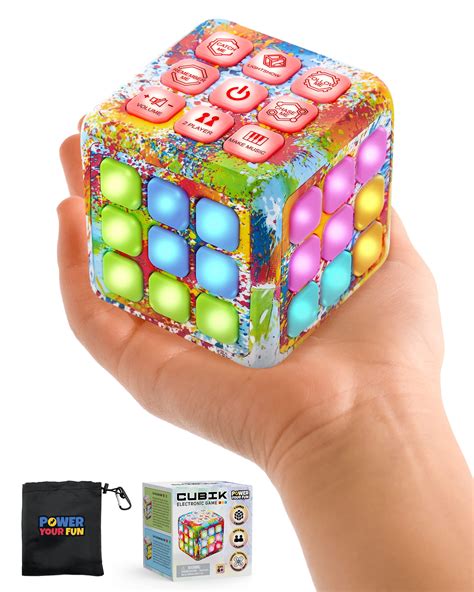 Power Your Fun Cubik Led Flashing Cube Memory Electronic Handheld Game 5 Brain Memory Games For