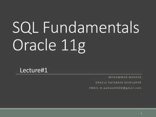 SQL Fundamentals Oracle G Lecture PDF