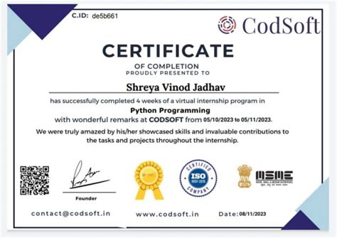 Shreya Jadhav On Linkedin Codsoft Python