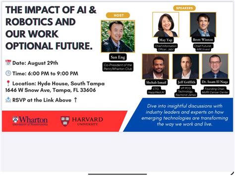 San Eng On Linkedin Ai Robotics Futureofwork Upennalumni Whartonalumni Tampaevents…