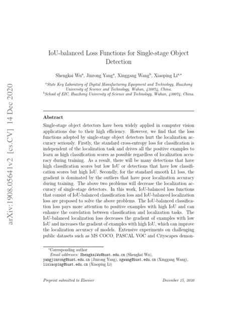 Iou Balanced Loss Functions Download Free Pdf Statistical Classification Accuracy And