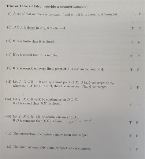 Solved 1 True Or False If False Provide A Counterexample