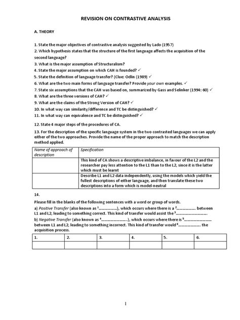 Revision On Contrastive Analysis 2019 Pdf Lexical Semantics Second Language