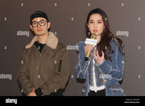 Chinese Actress Liu Yifei And Chinese Actor Huang Xiaoming Attend A Promotional Event For Liu