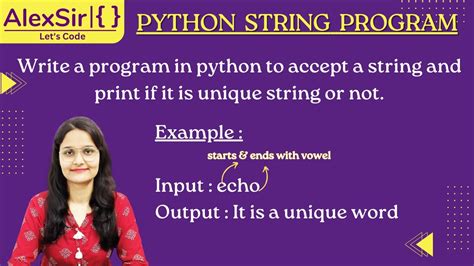 Class 11 Cbse Program To Check Whether The String Is Unique String Or Not Youtube