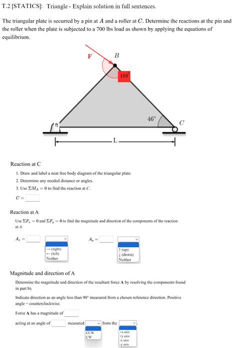 Solved T2 Statics Triangle Explain Solution In Full