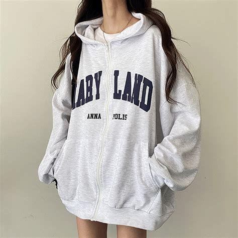 [빅사이즈 1 1할인] 남녀공용 오버핏 메리 레터링 후드 집업 4color 에이블리