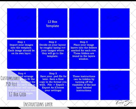 White Photo Box Grid 12 Box Template Photoshop Template In The Box Inside The Box Etsy
