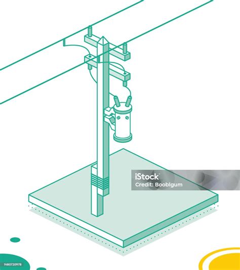 고전압 전력선을 지원하는 등각 투영 전주 철탑의 전기 변압기 흰색 배경에 격리된 개요 개념 등측투영법에 대한 스톡 벡터 아트 및 기타 이미지 Istock