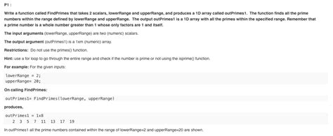 Solved Write A Function Called Findprimes That Takes 2
