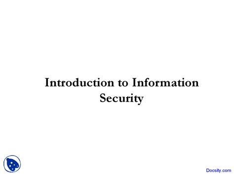 Introduction Introduction To Computer Security Lecture Slides Docsity