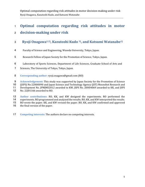 pdf optimal computation regarding risk attitudes in motor decision