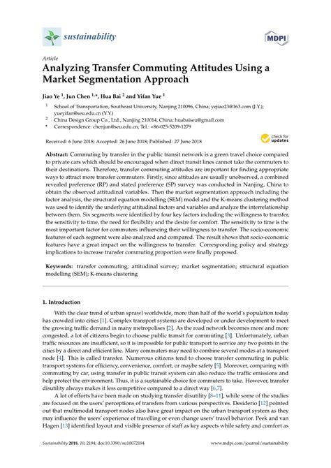 Pdf Analyzing Transfer Commuting Attitudes Using A Market