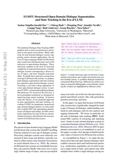 S3 Dst Structured Open Domain Dialogue Segmentation And State Tracking In The Era Of Llms Deepai