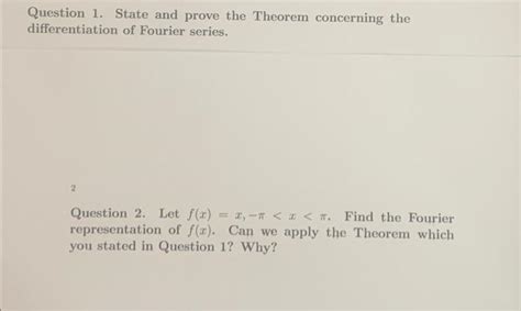 Solved Question 1 State And Prove The Theorem Concerning Chegg Com