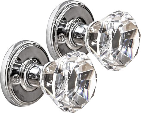 Bino Crystal Functional Interior Door Knobs Set Chrome Crystal Door
