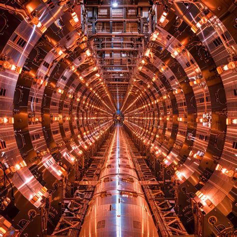 A Long Narrow Room With Many Large Metal Tubes Stock Image Image Of