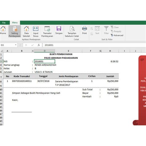 Jual Aplikasi Excel Pembayaran Sekolah Shopee Indonesia