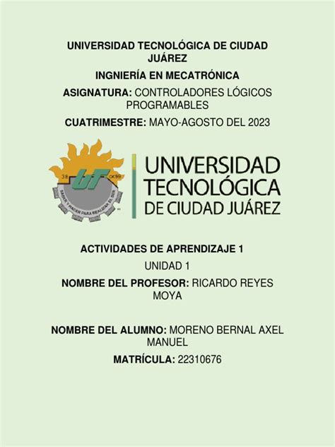 Controladores Lógicos Programables Actividad 1 Unidad 1 Pdf Controlador Lógico Programable