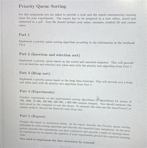 solved priority queue sorting for this assignment you are